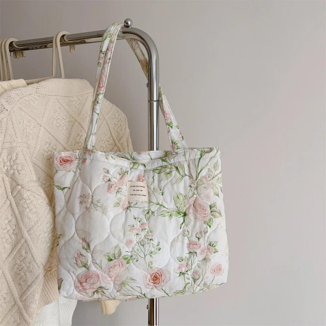 Floral Quilted Tote Bag - F - Creative Femininity