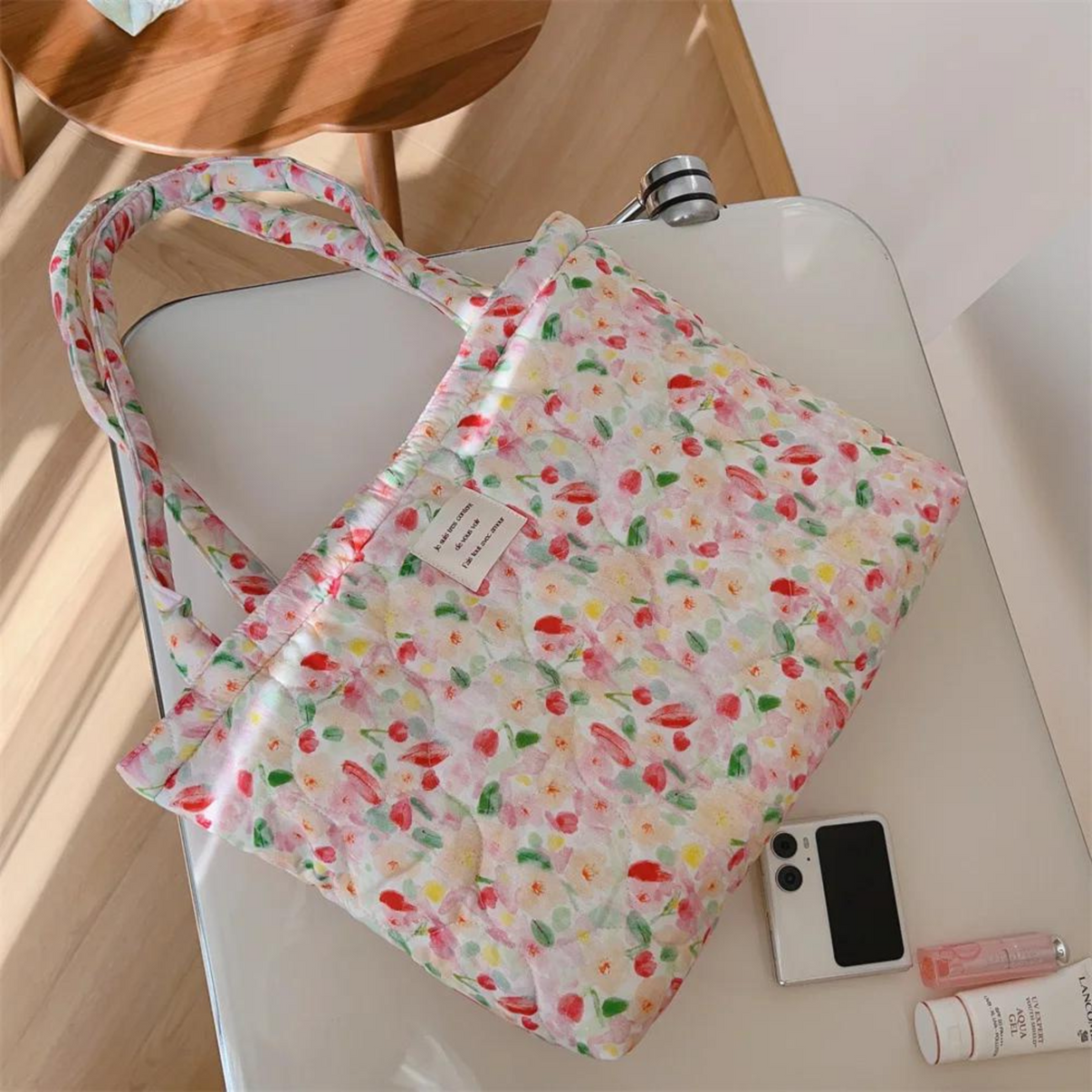 Floral Quilted Tote Bag - F - Creative Femininity