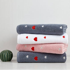 100% Cotton Love Heart Bath Towel - Pink / Bath Towel 70x140cm ...