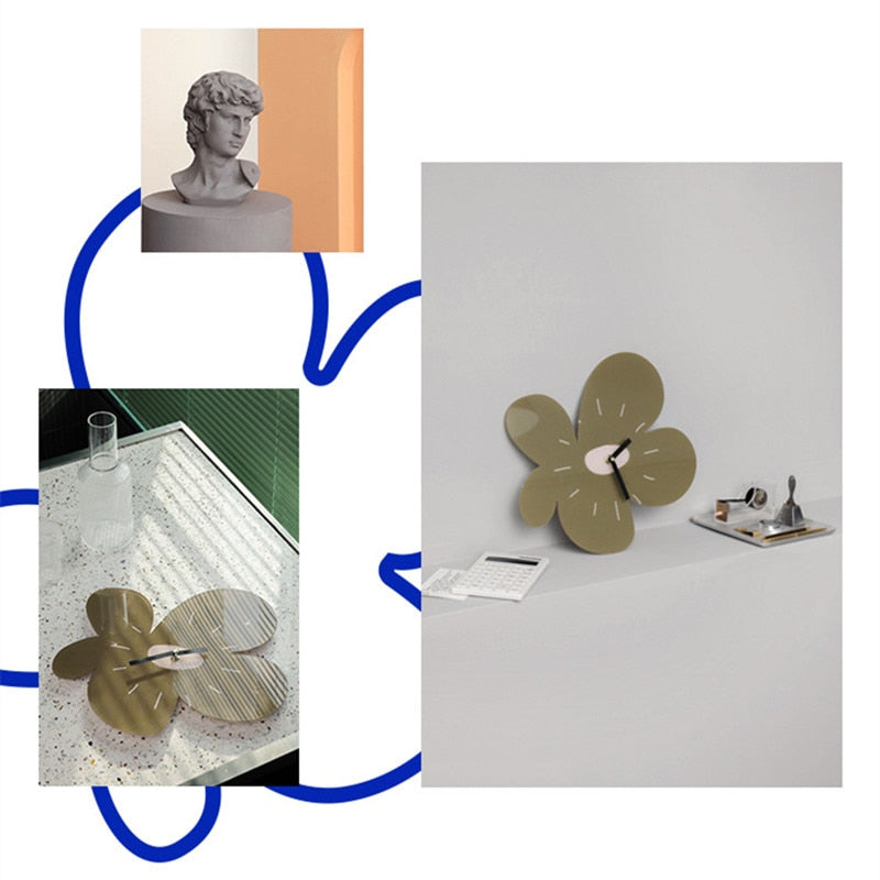 Green Flower Shape Clock - Creative Femininity