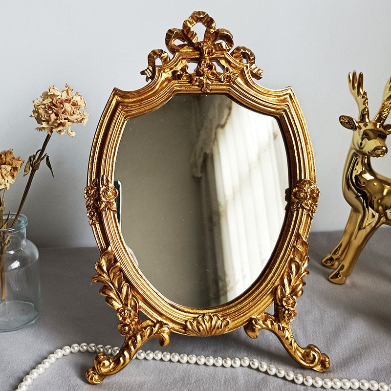 European Rococo Gold Vanity Mirror - Creative Femininity